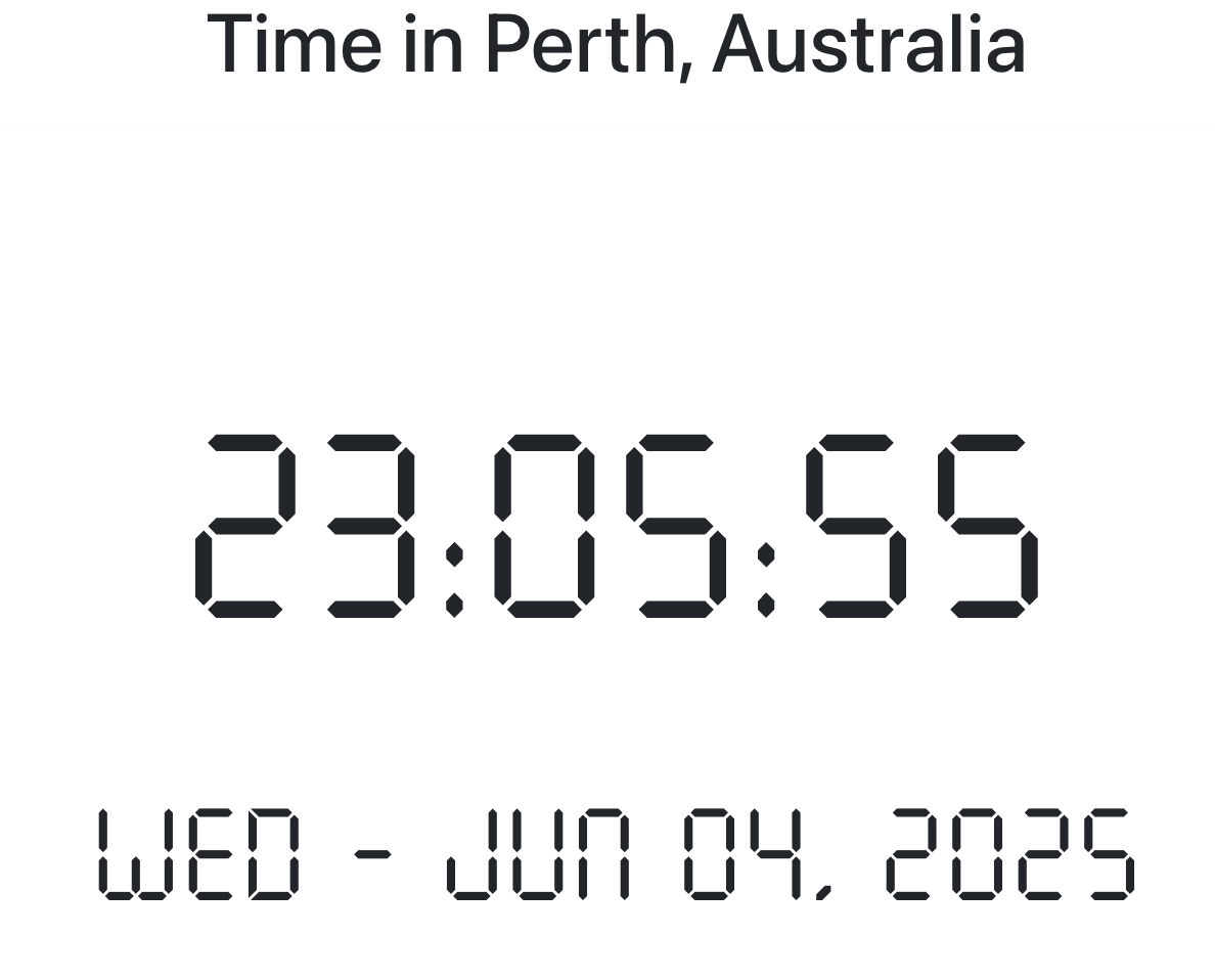 🌏 Current Local Time in Perth, Australia - Kiclock